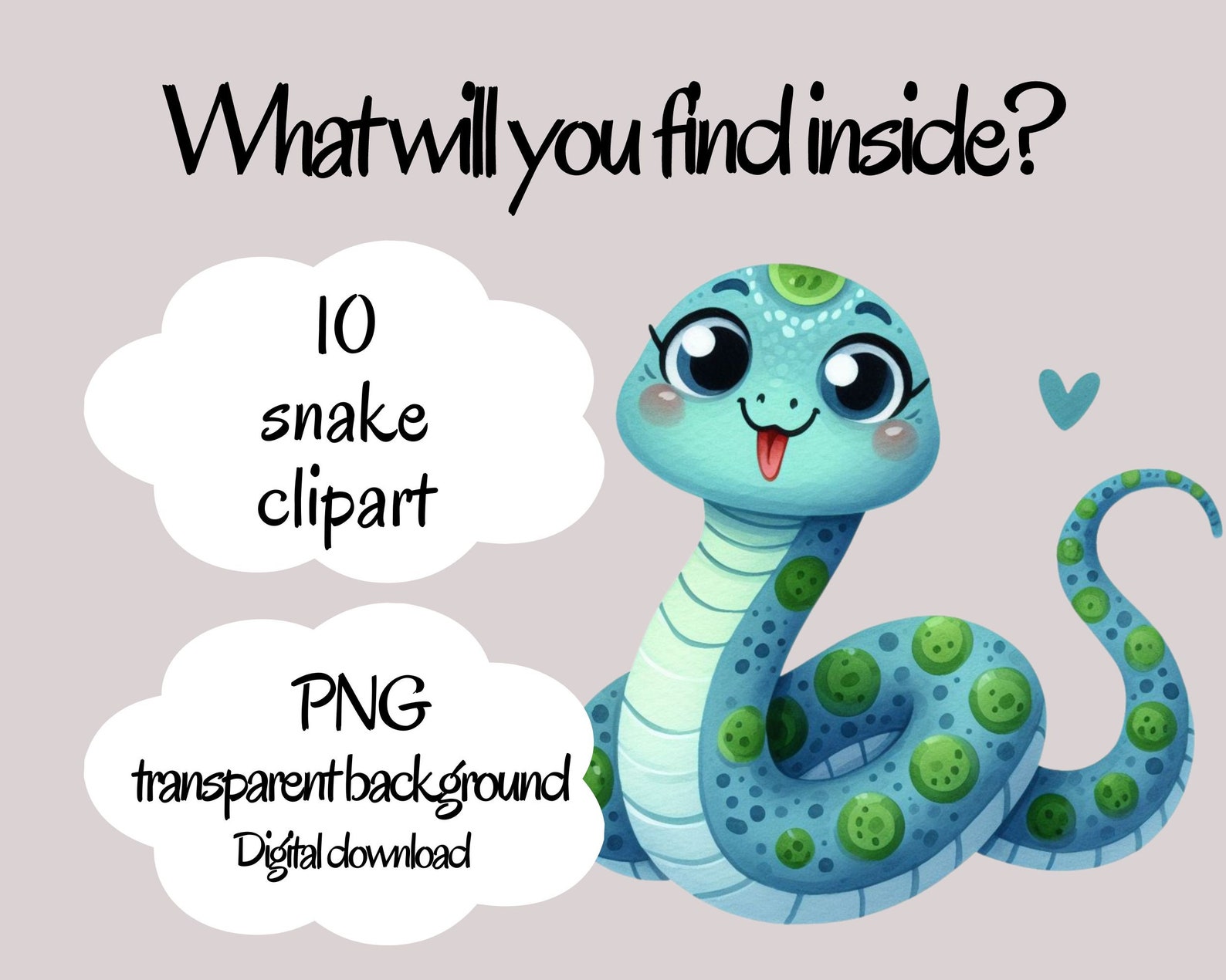Cartoon Snake Clipart Watercolor Cute Snake Clipart Snake Png Cute ...