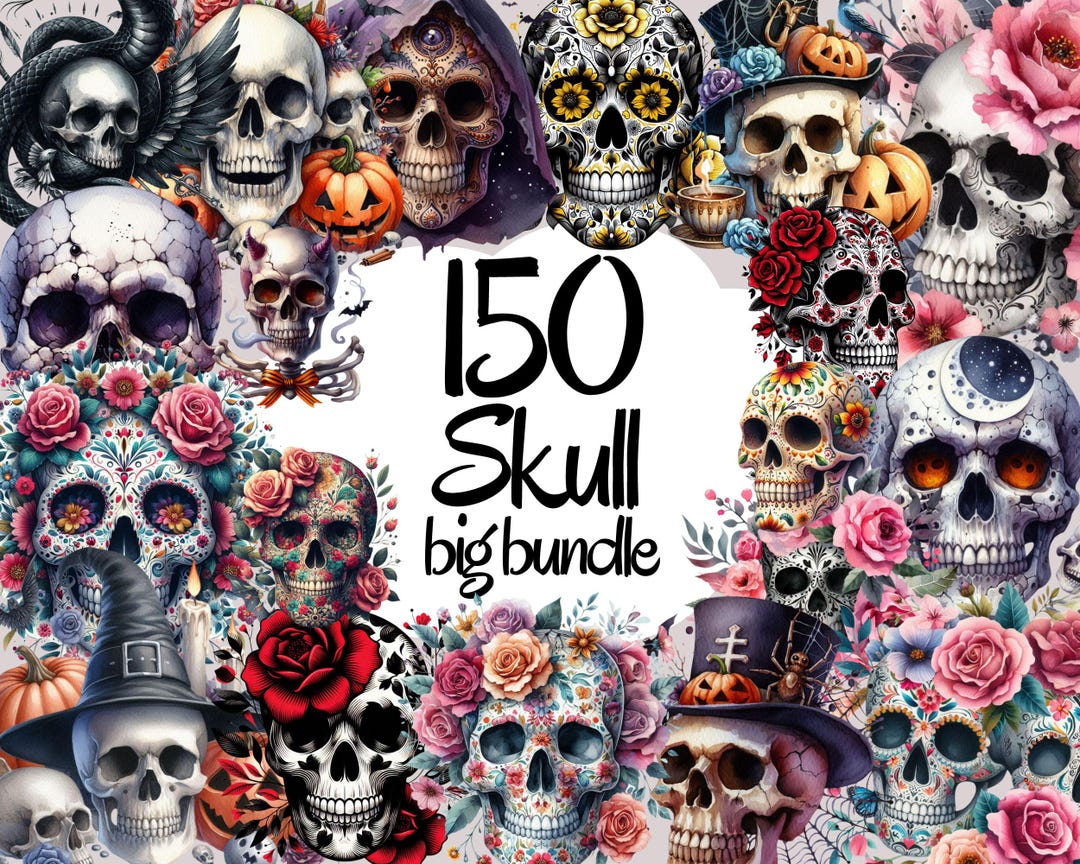 Watercolor Halloween Clipart, Skull Png, Pumpkin Png, Creepy Png ...