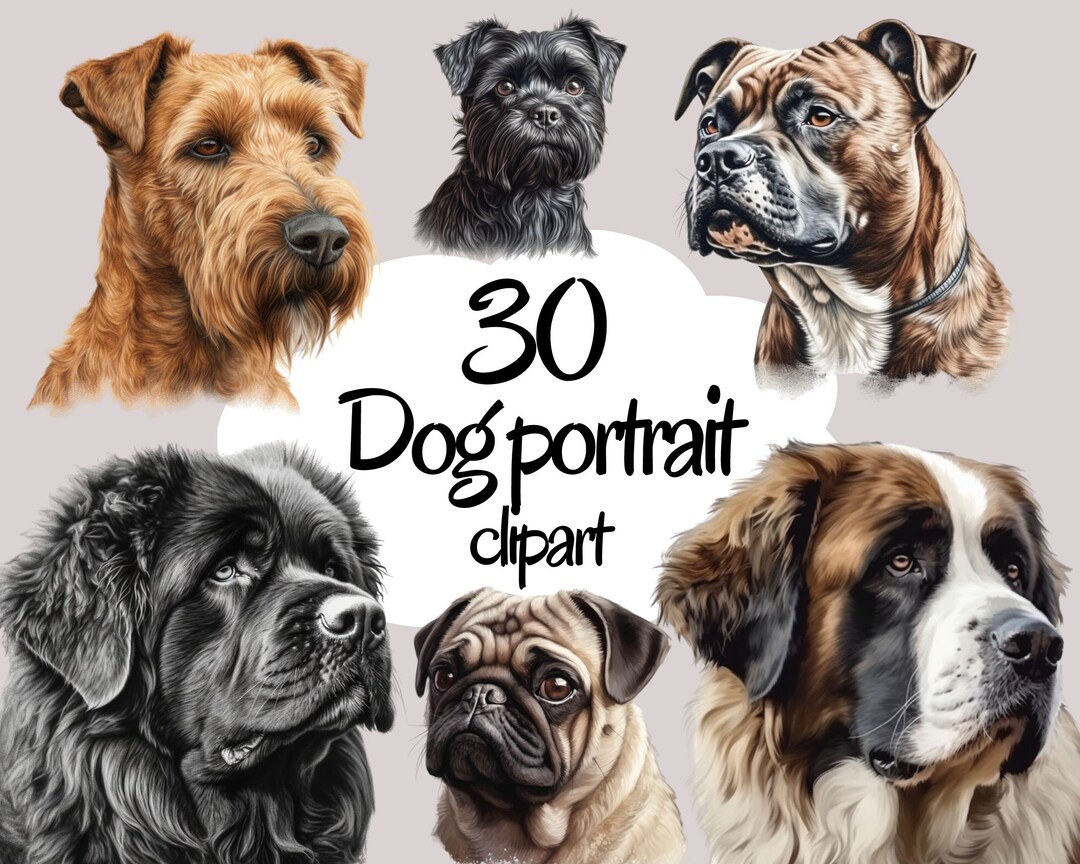 Watercolor Portrait Dog Clipart Dog Lovers, Portrait Dog, Illustrations Instant Download for ...
