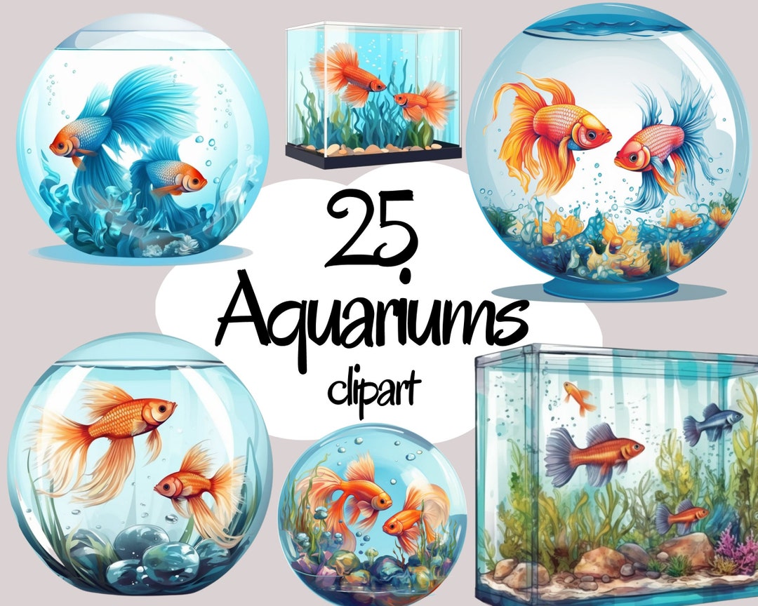 Watercolor Aquariums Clipart Aquarium Tropical Fish Illustrations ...