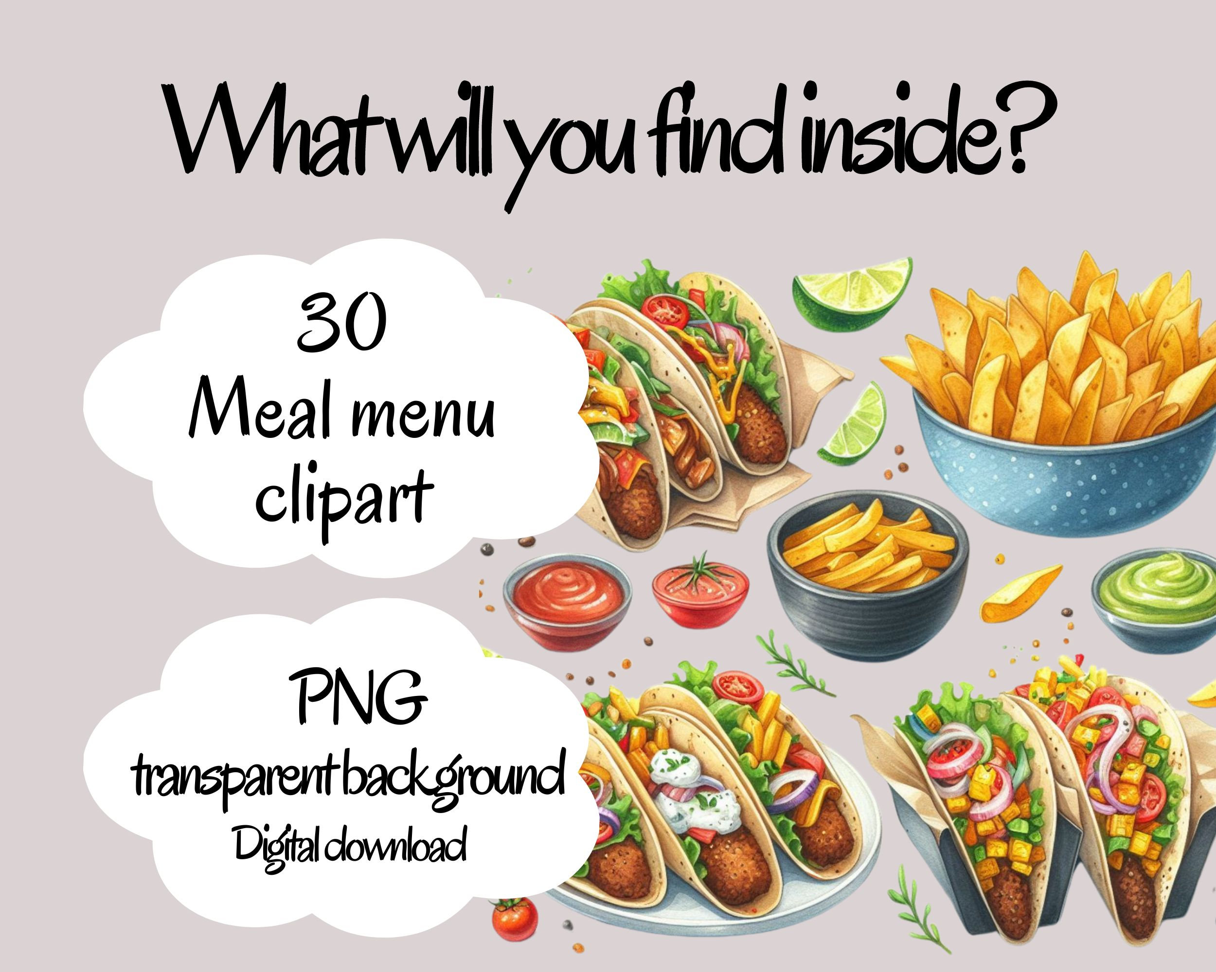 Meal Menu Clipart, Watercolour Menu Clip Art PNG, Transparent ...