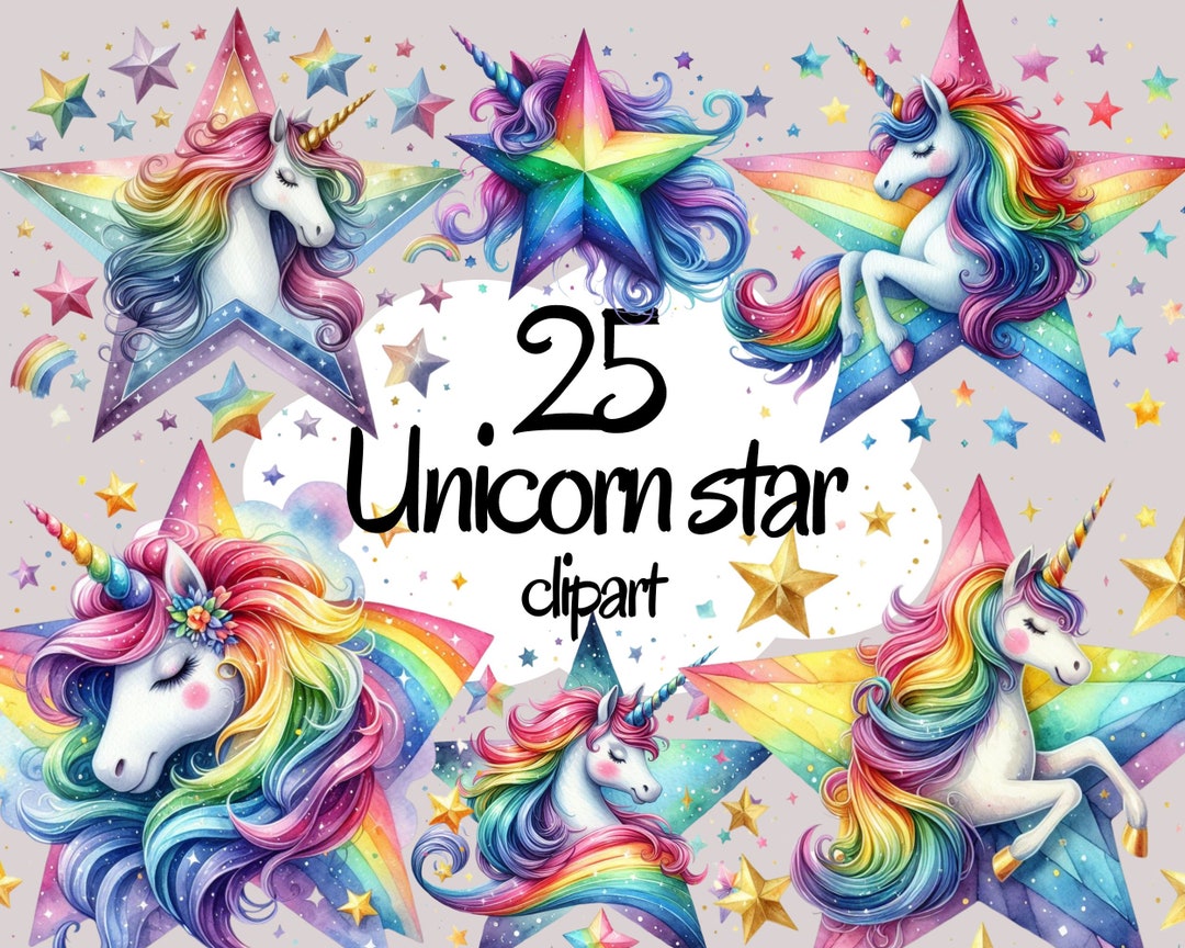 Magic Star Unicorn Clipart Rainbow Unicorn PNG Unicorns World, Birthday ...