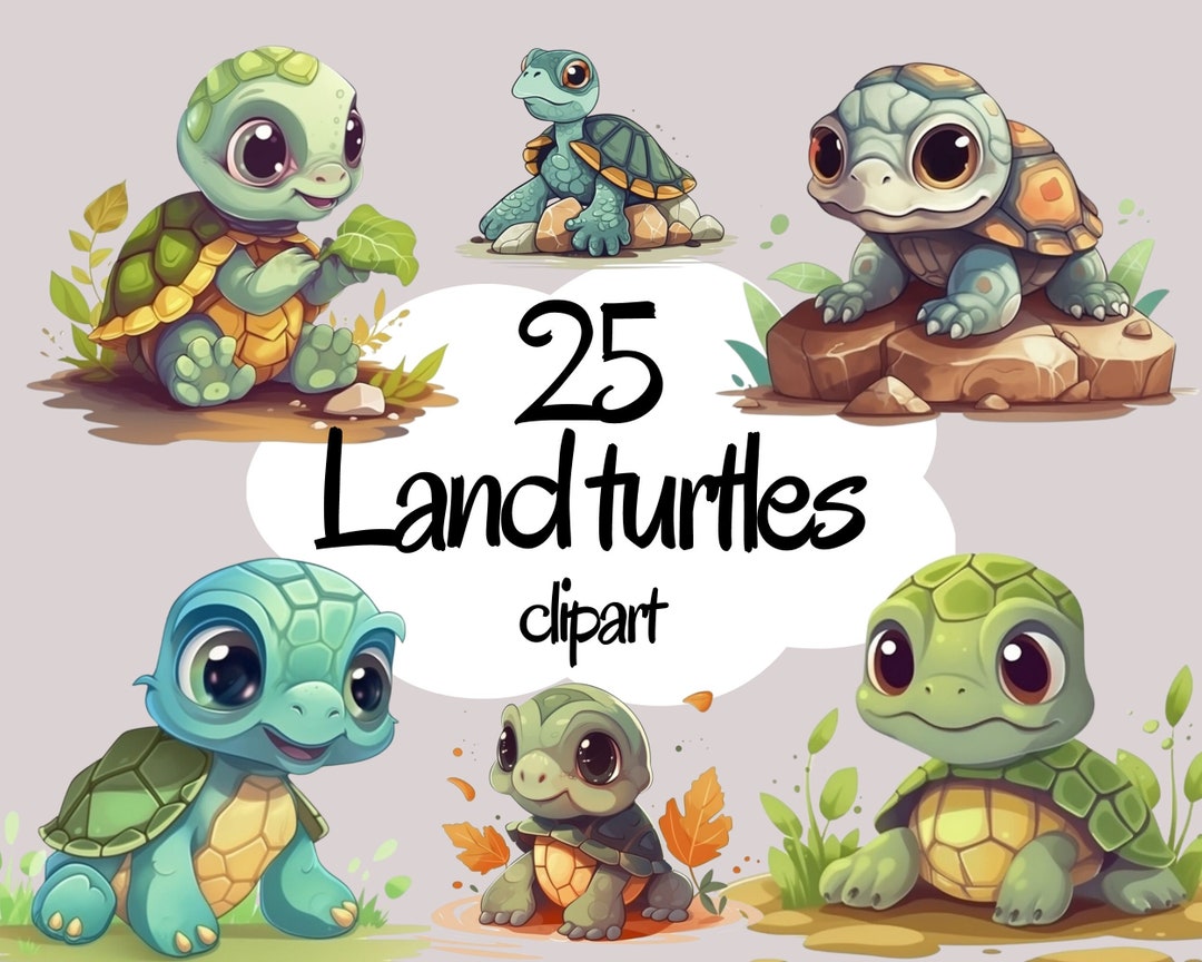 Watercolor Turtle Clipart, Cute Baby Turtle Land Animals PNG ...