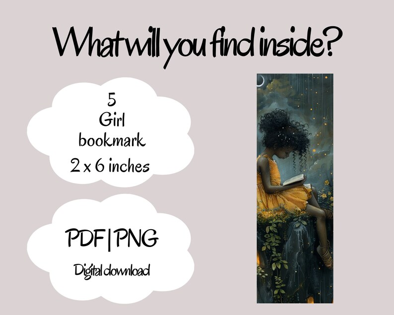 Printable Bookmarks, Girl Reading Library Bookmark, Reading Book, Book ...