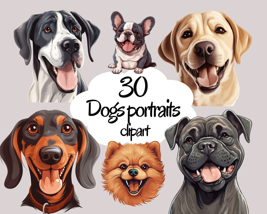 Dog Portrait Breeds Watercolor Dogs Clipart PNG, Dog Breeds PNG, Dog ...