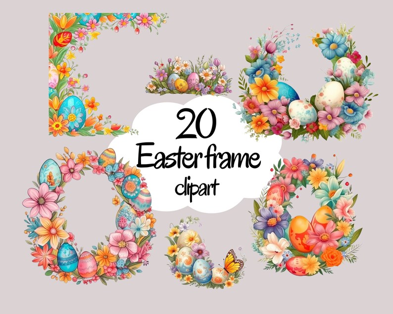 Easter Frame Clipart, Easter Bunny and Eggs Borders, Easter Bunny ...