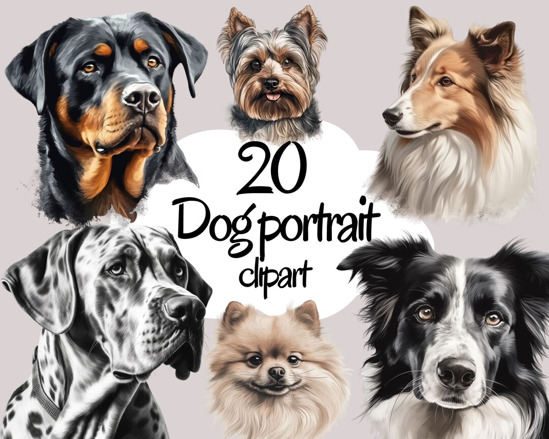 Watercolor Portrait Dog Clipart Dog Lovers, Portrait Dog, Illustrations Instant Download for ...