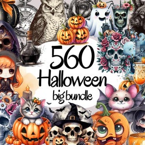Halloween Clipart, Big Bundle, Bat Png, Monster Clipart, Skull Png ...