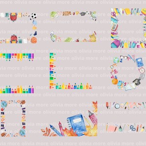 Watercolor School Clipart Teacher Clipart, CLASSROOM BORDER PNG ...
