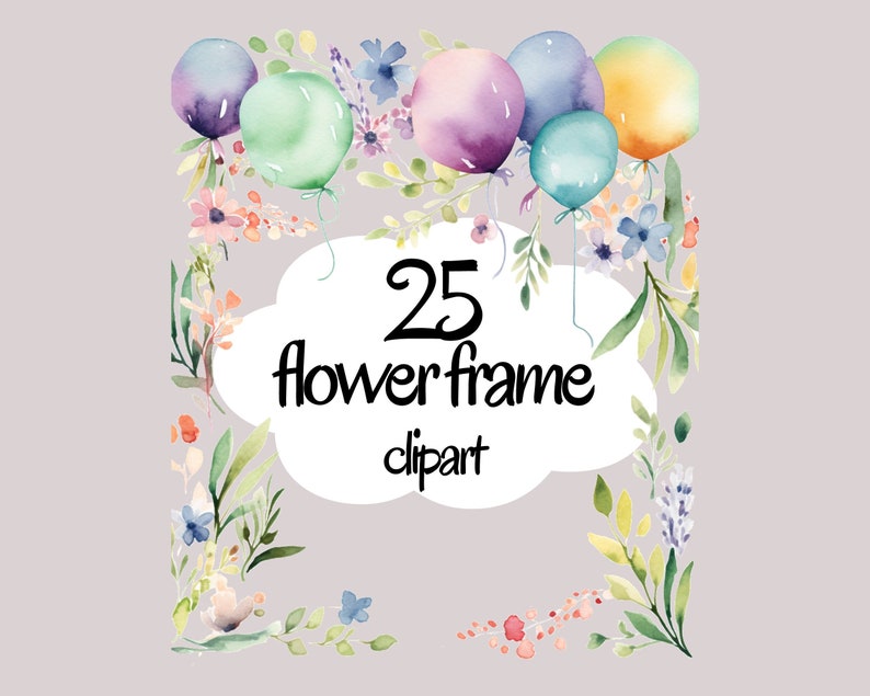 25 Party Frame Flower Borders and Frames Clipart Bundle Transparent ...