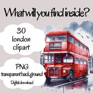 30 London Clipart Scrapbooking PNG, Watercolor London Illustration ...