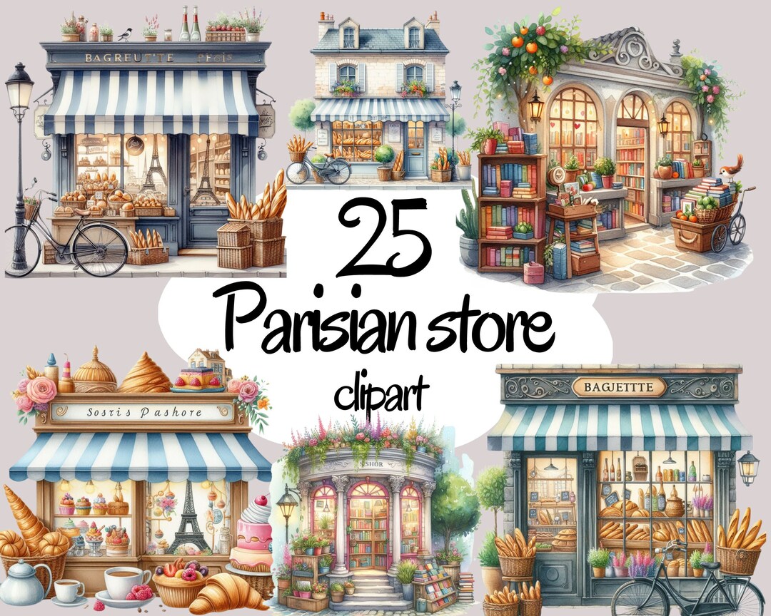 Parisian Cafe Clipart Watercolor Set, Parisian Restaurant, French Cafe ...