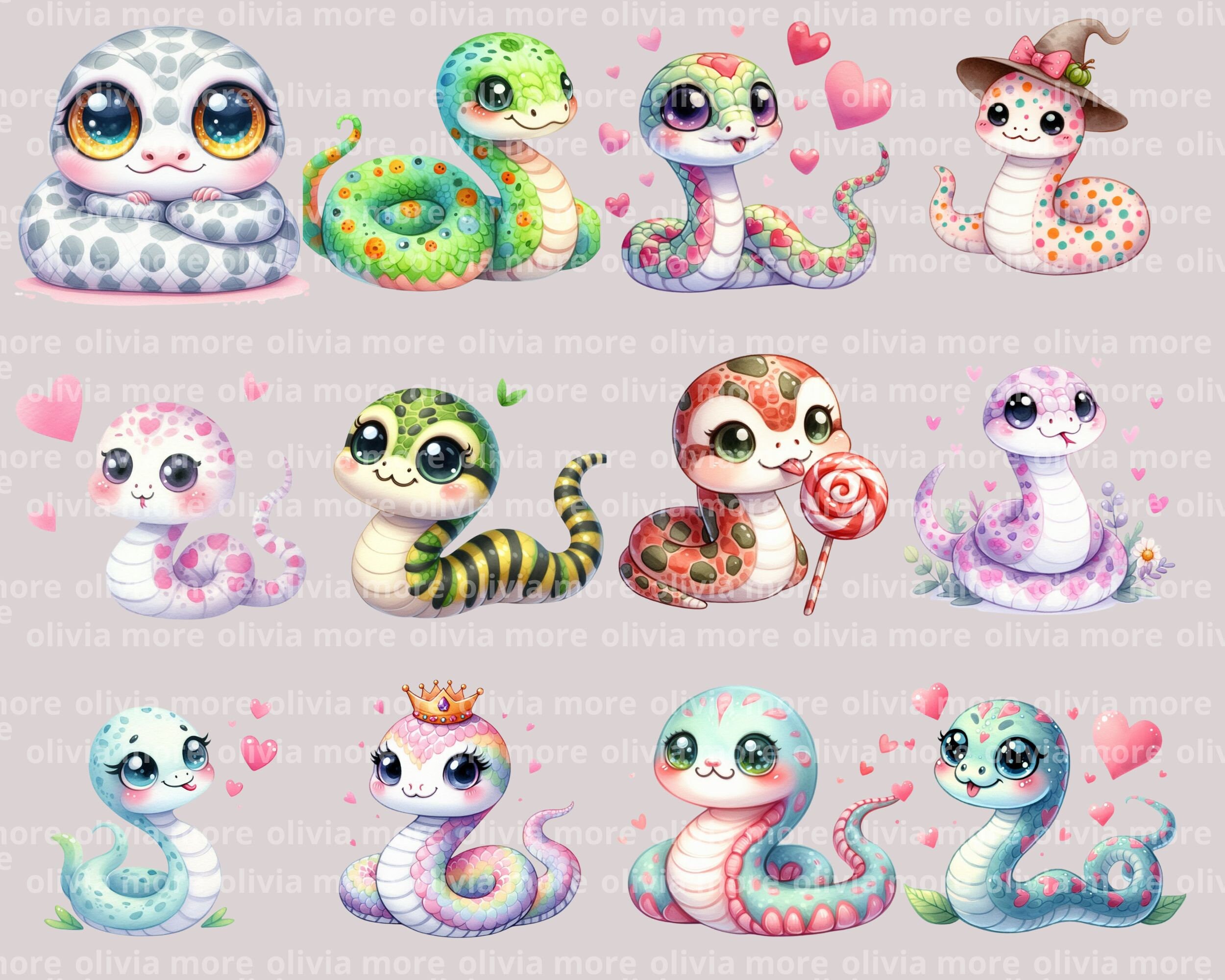 Cartoon Snake Clipart Watercolor Cute Snake Clipart Snake Png Cute ...