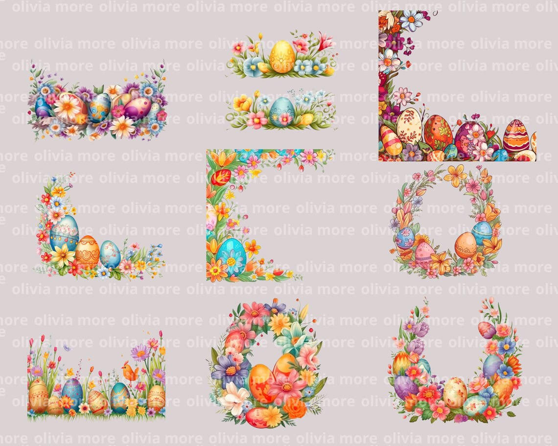 Easter Frame Clipart, Easter Bunny and Eggs Borders, Easter Bunny ...