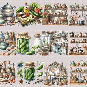 Watercolor Rustic Kitchen Clipart, Rustic Cooking Clipart Bundle ...