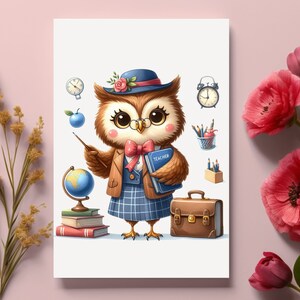 Watercolor Back to School Clipart Owl Student, Backpack, Notebook ...