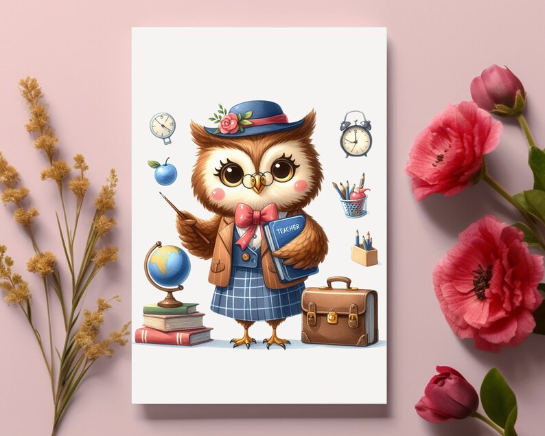 Watercolor Back to School Clipart Owl Student, Backpack, Notebook ...