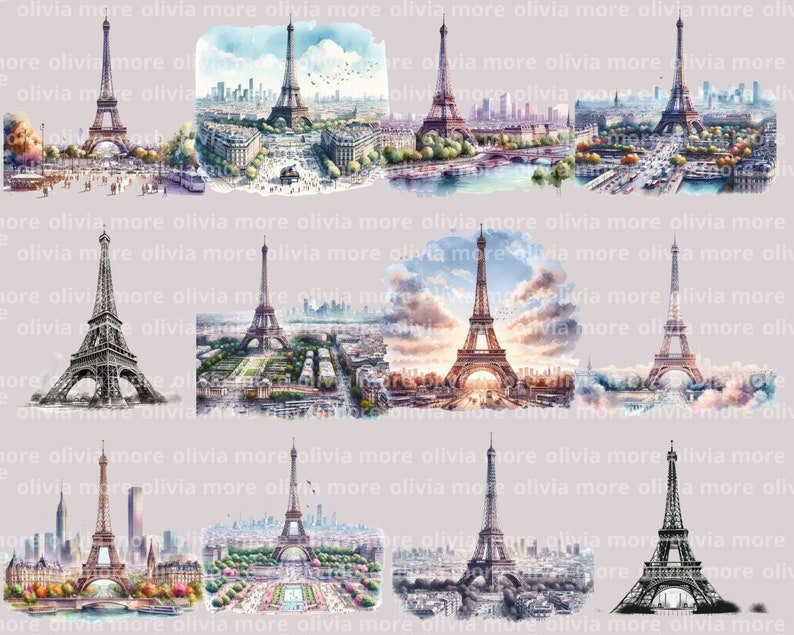 Paris Clipart Watercolor Paris Illustration, Paris Trip, Scrapbooking ...