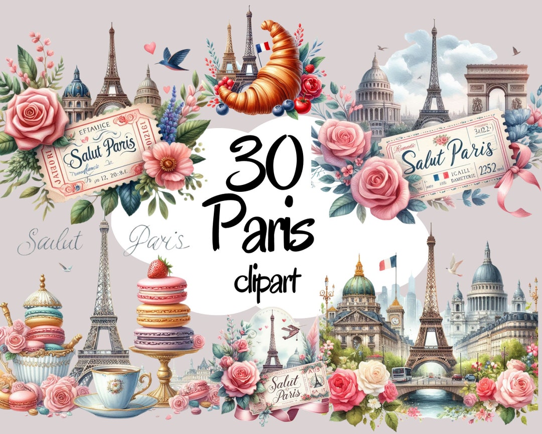 Paris Clipart Watercolor Paris Illustration, Paris Trip, Scrapbooking ...