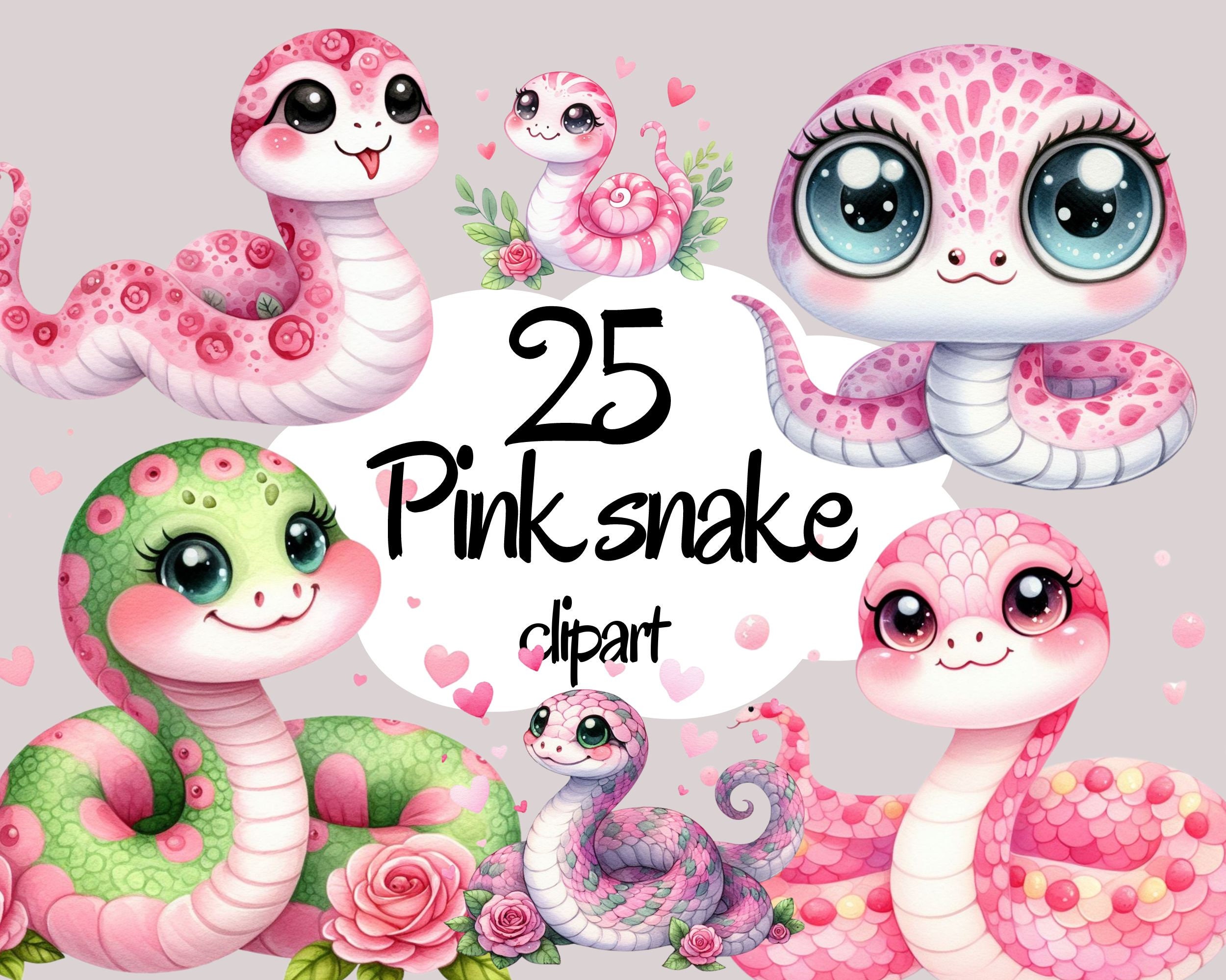 Cartoon Snake Clipart Watercolor Cute Pink Snake Clipart Snake Png Cute ...