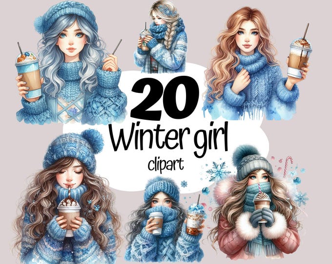 Watercolor Winter Girl Clipart, Girl Clipart, Winter Holidays, White ...