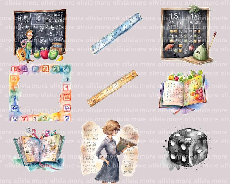Watercolor School Math Class Clipart Teacher Clipart, Math Clipart ...