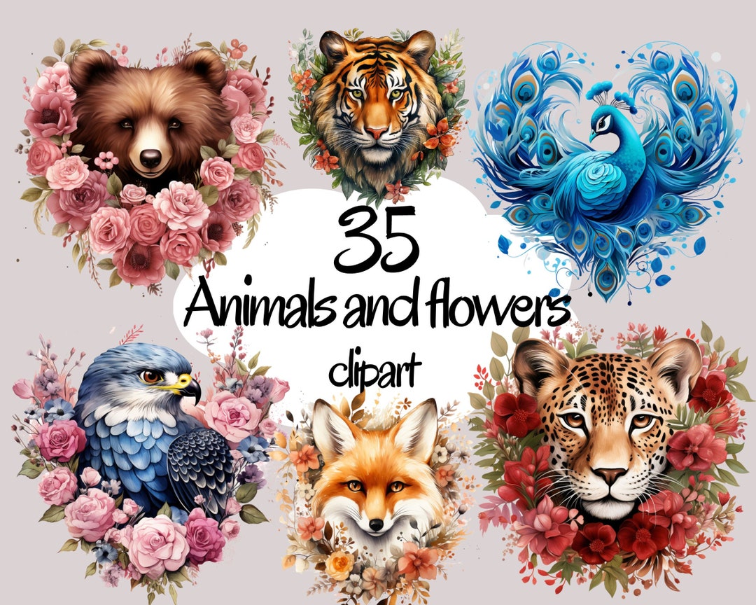Imágenes prediseñadas de animales de acuarela, animales de safari ...