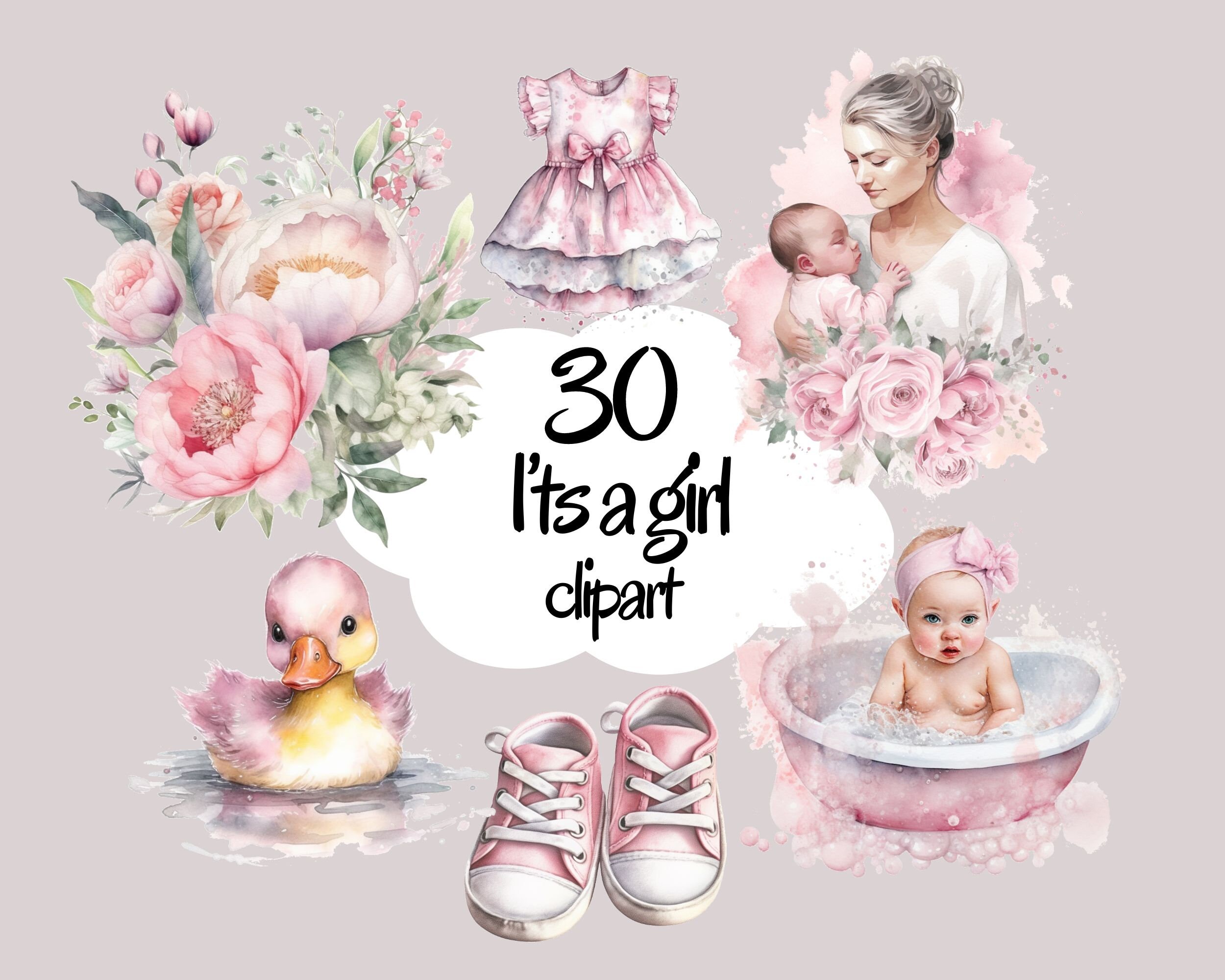 Watercolor Newborn Girl Clipart PNG Newborn Images, Cute Clipart ...