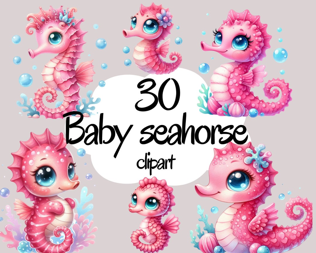 Magic Seahorse Clipart Bundle, Watercolor Cute Seahorse Clipart Png ...