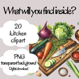 Watercolor Rustic Kitchen Clipart, Rustic Cooking Clipart Bundle ...