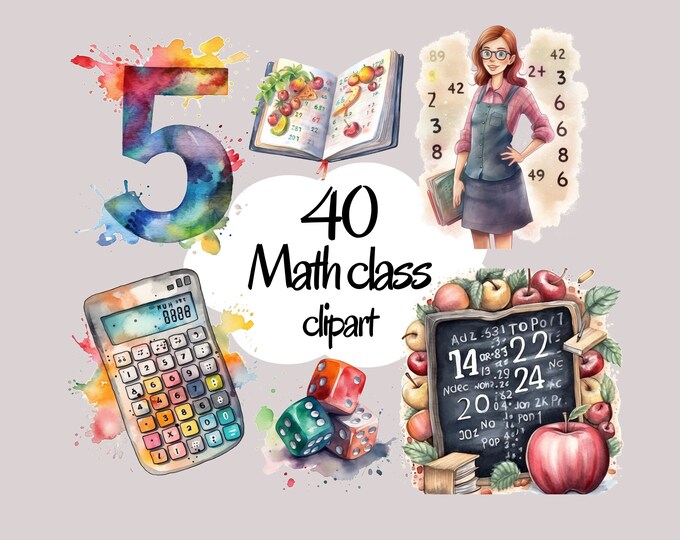 Watercolor School Math Class Clipart Teacher Clipart, Math Clipart ...