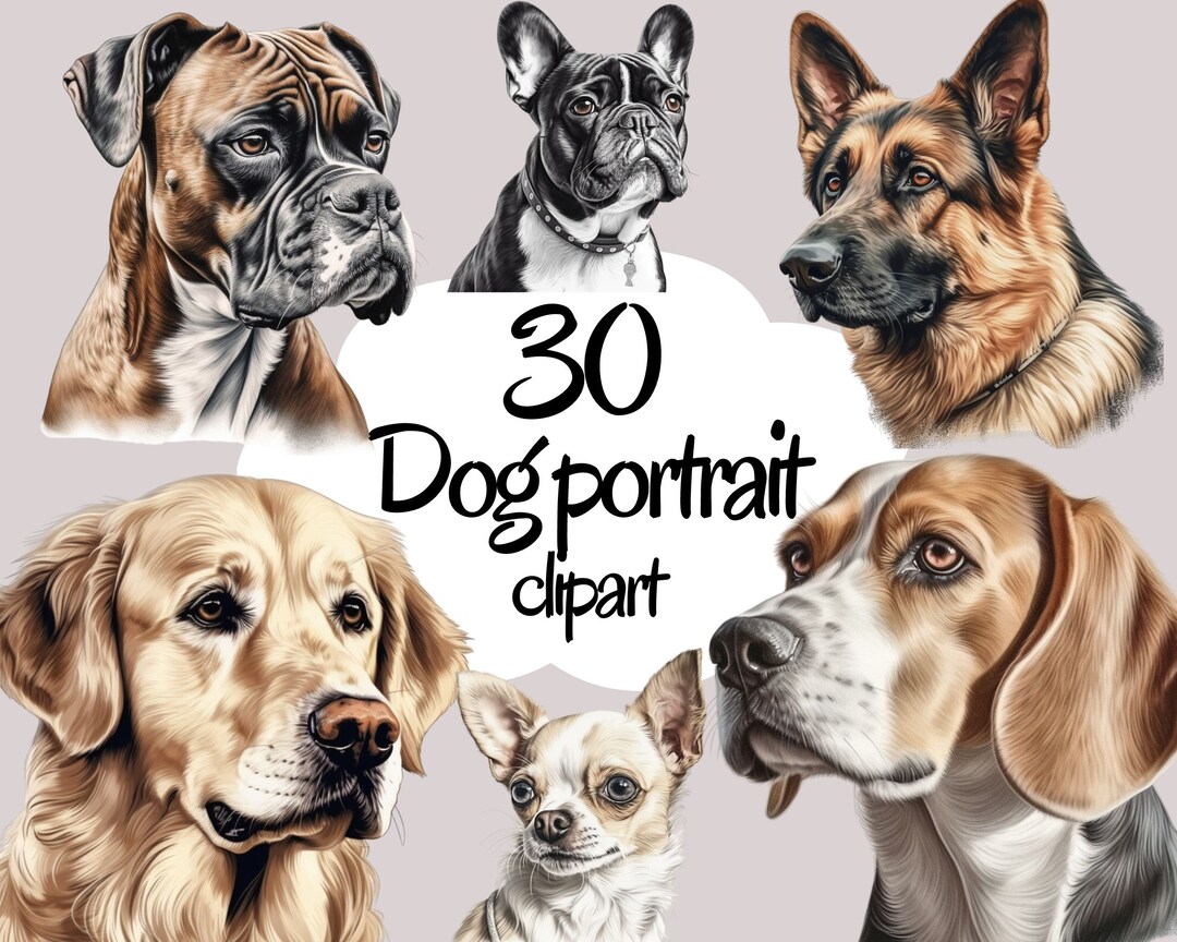 Watercolor Portrait Dog Clipart Dog Lovers, Portrait Dog, Illustrations Instant Download for ...