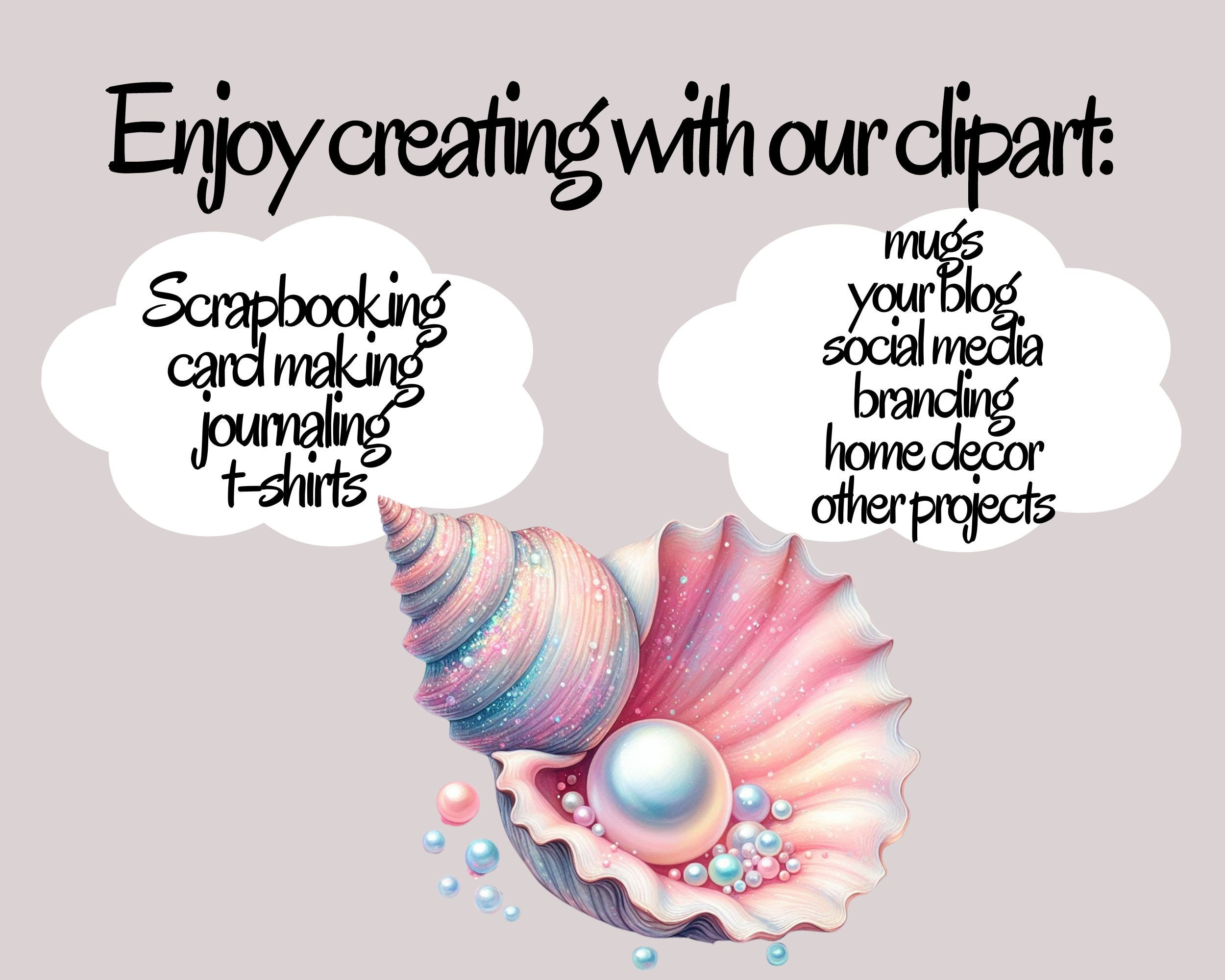 Shell Clipart Bundle, Watercolor Cute Pink Shell Clipart Png, Cute Sea ...