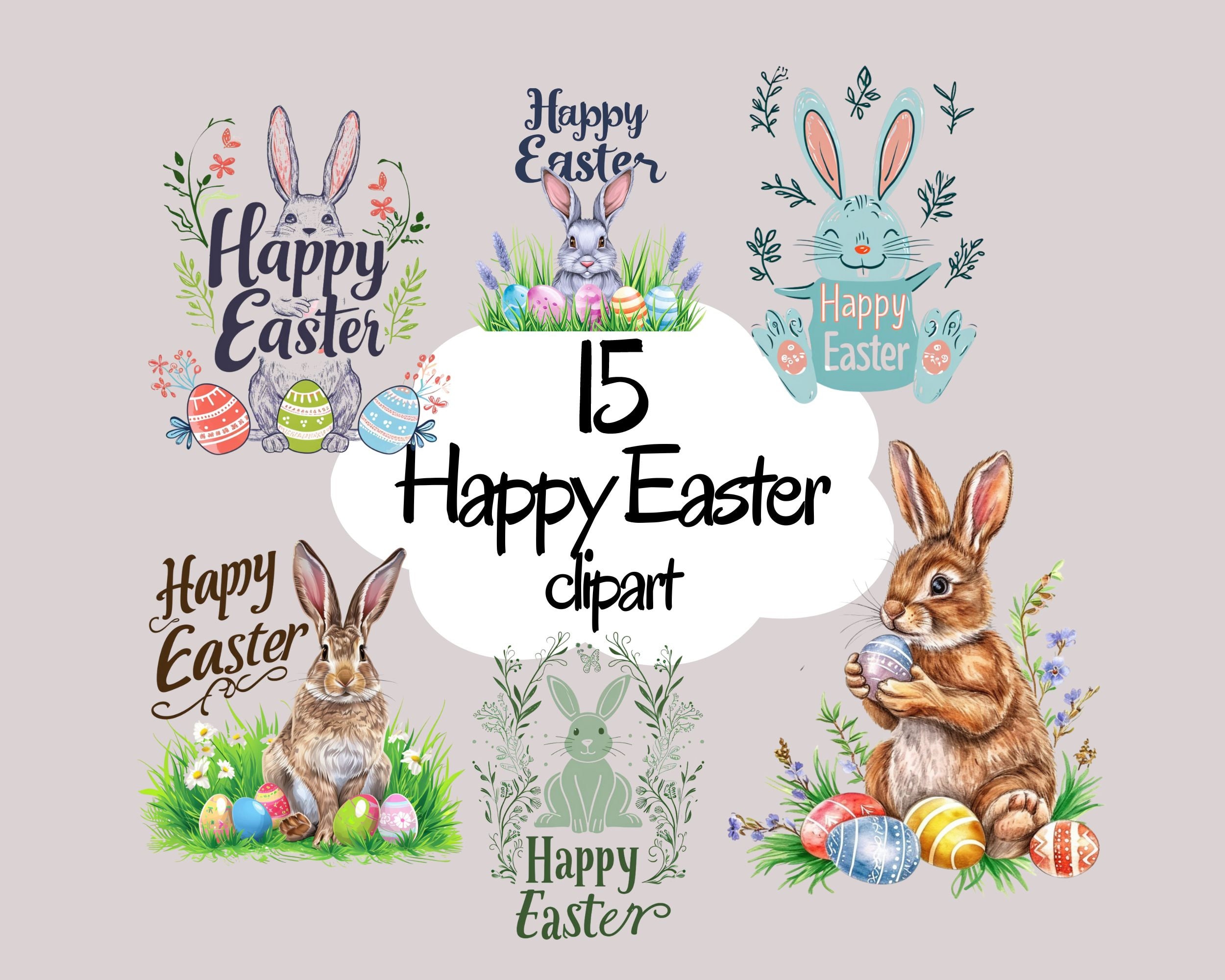 Happy Easter Clipart, Easter Clipart, Easter Bunny, Easter Egg, Easter ...