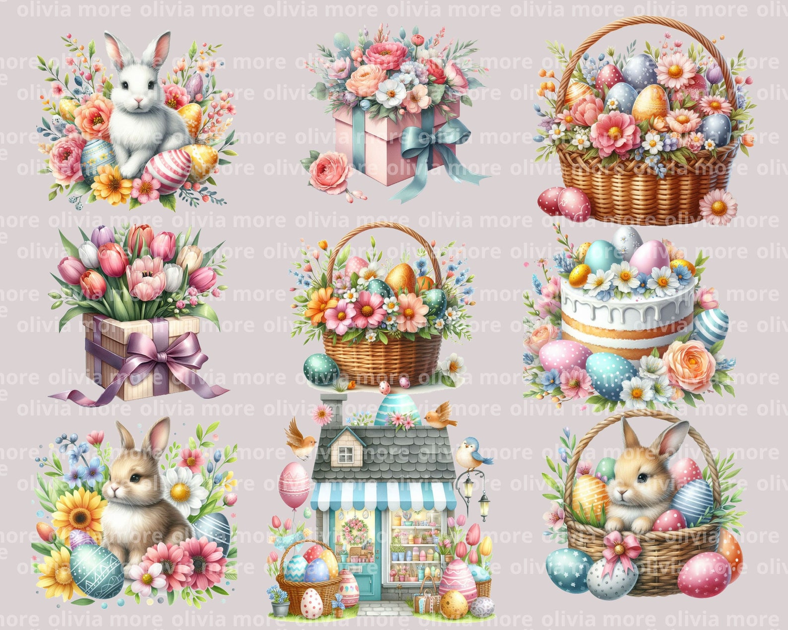 Easter Bunny Clipart, Easter Basket Clipart, Easter Bunny, Easter Egg ...