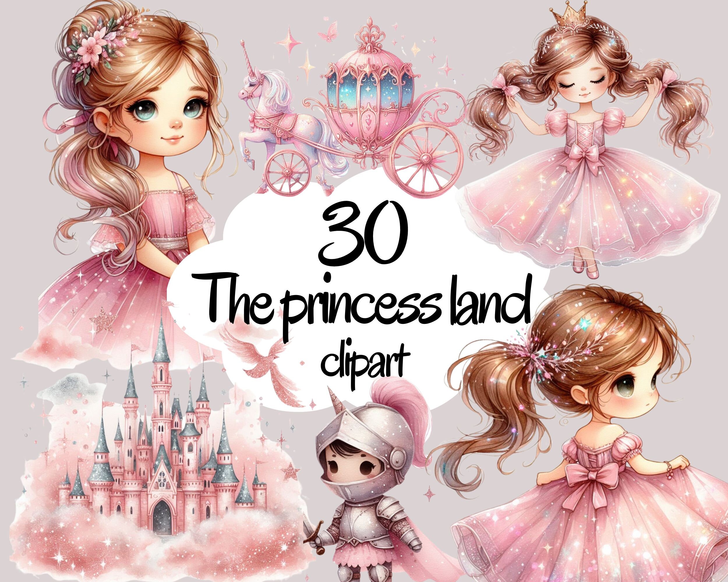 Watercolor Pink Princess Clipart, Little Princess Clipart, Fairytale ...
