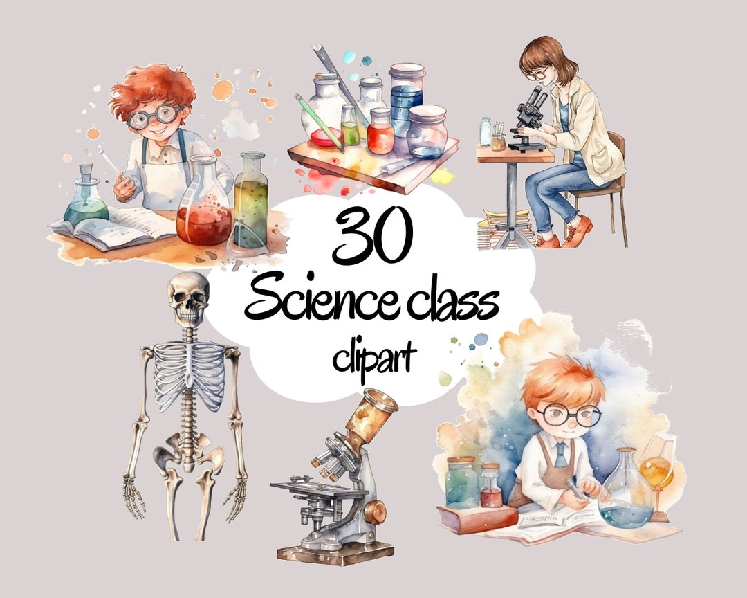 Watercolor School Science Class Clipart Teacher Clipart Learn Science ...