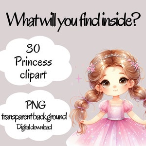Watercolor Pink Princess Clipart, Little Princess Clipart, Fairytale ...
