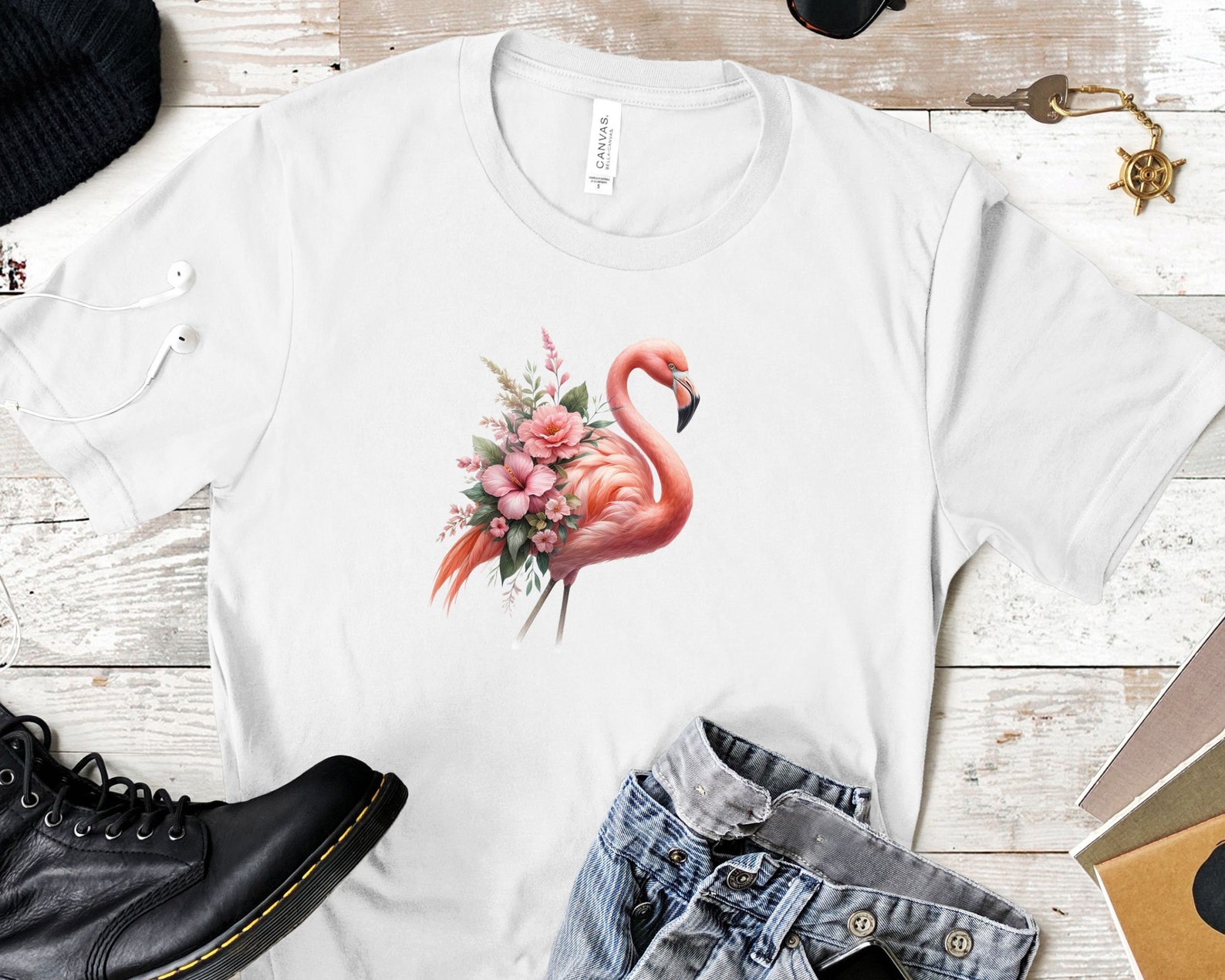 Flamingos Watercolor Pink Clipart Bundle PNG Flamingo Images, Floral ...