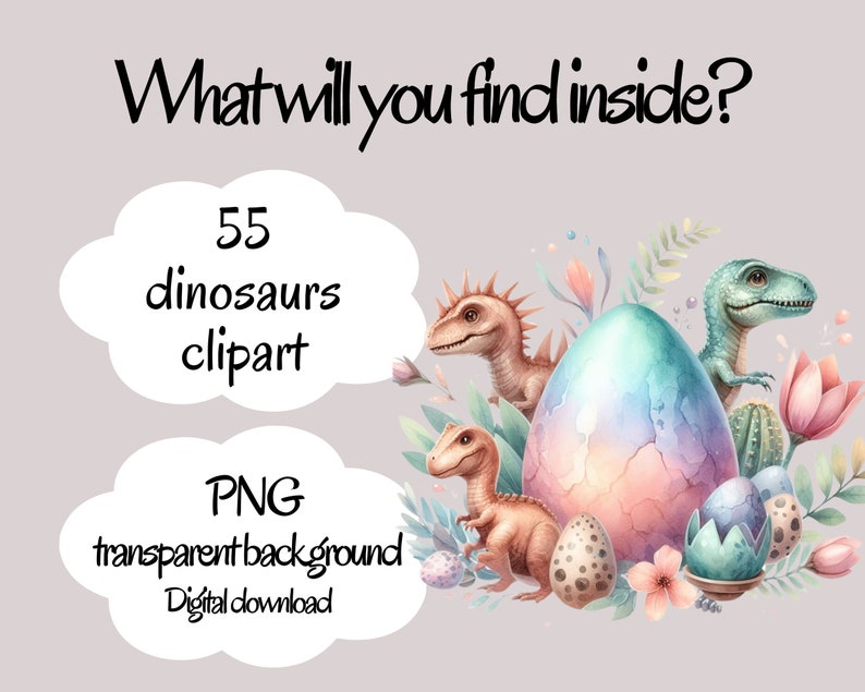 Dinosaurs Clipart, Land of Dinosaurs, Watercolor Clipart, Nursery ...