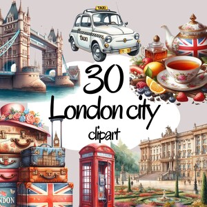 30 London Clipart Scrapbooking PNG, Watercolor London Illustration ...