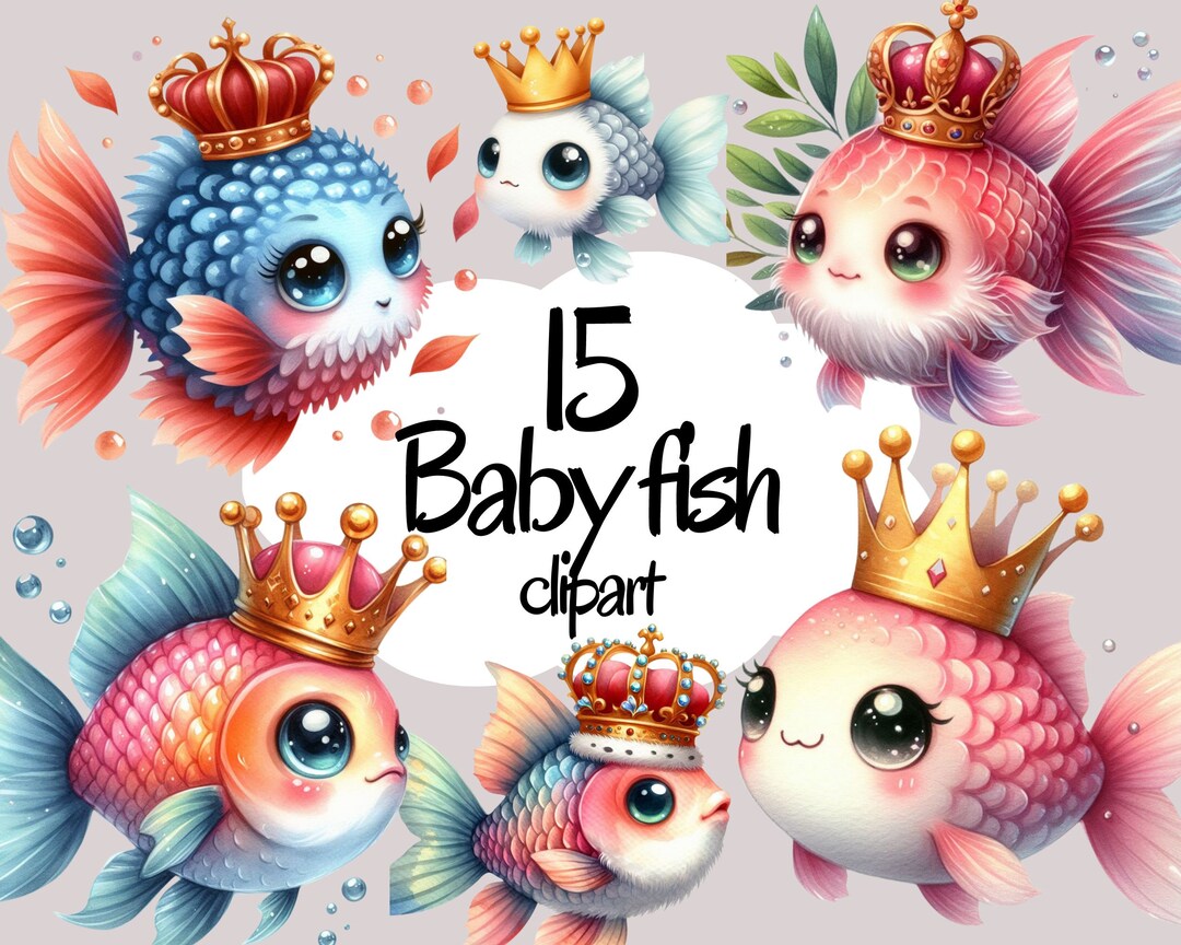 Watercolor Fishes Clipart, Cute Fish Clipart Png, Underwater Cute Sea ...