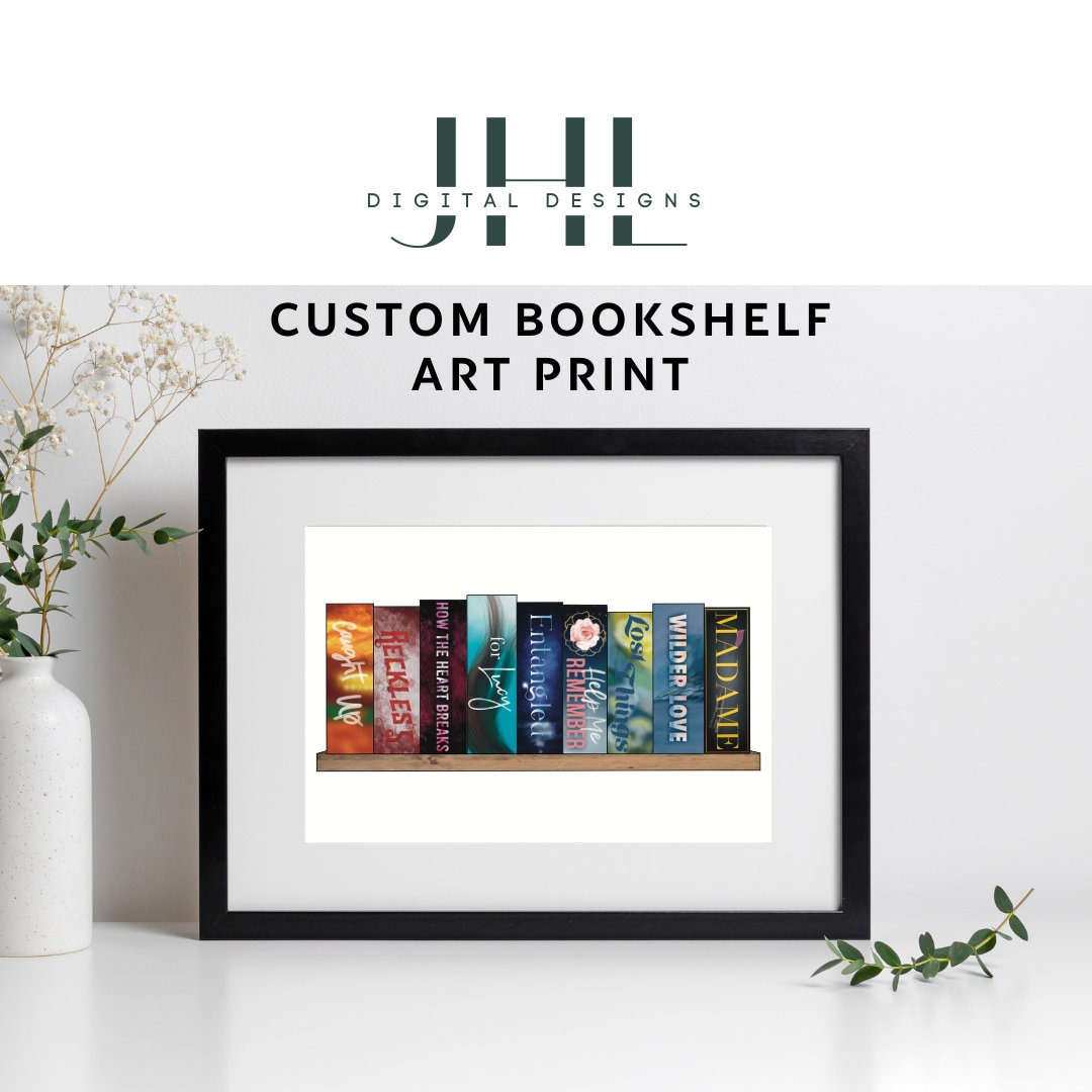 Custom Bookshelf Art, Personalized Bookshelf Digital Art, Bookshelf Art ...