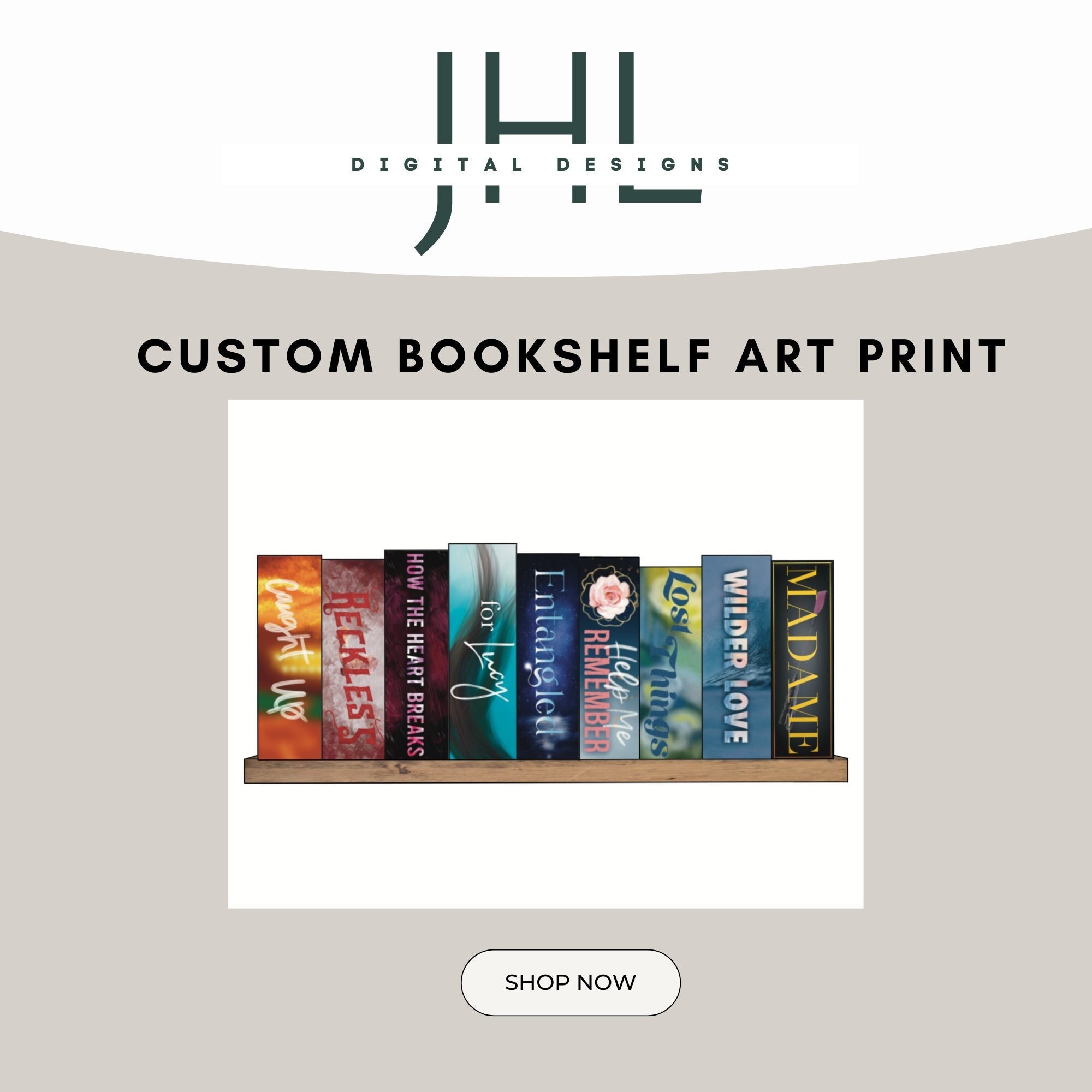 Custom Bookshelf Art, Personalized Bookshelf Digital Art, Bookshelf Art ...