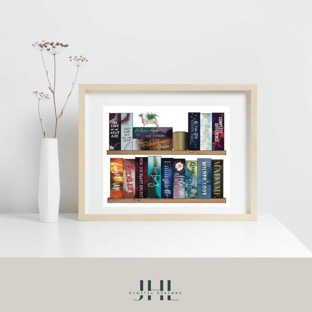 Custom Bookshelf Art, Personalized Bookshelf Digital Art, Bookshelf Art ...