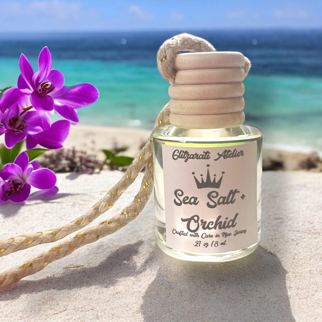 Sea Salt and Orchid Scented Glass Hanging Car Oil Diffuser Freshener ...