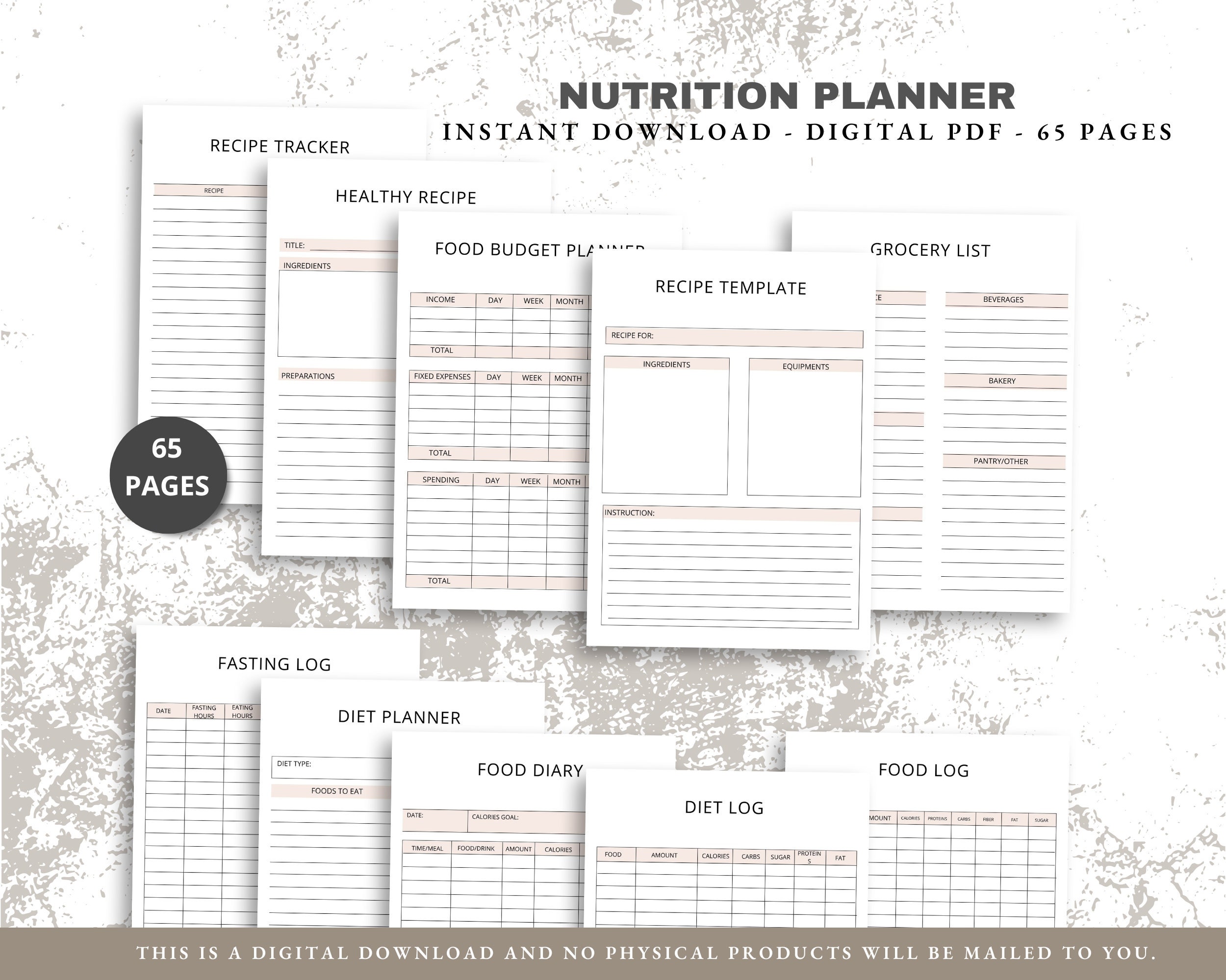 Nutrition Planner Printable, Weekly Food Diary, Meal Tracker, Food ...