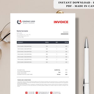 Pink Bold Modern Business Invoice Template, Modern Invoice Template ...