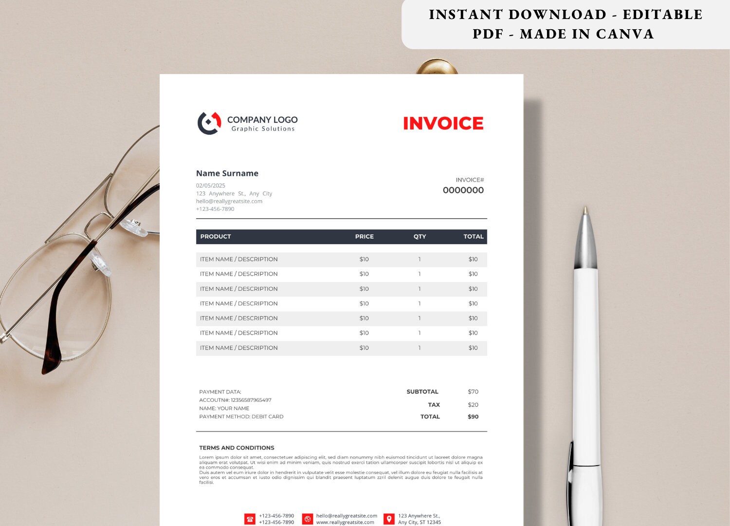 Pink Bold Modern Business Invoice Template, Modern Invoice Template ...