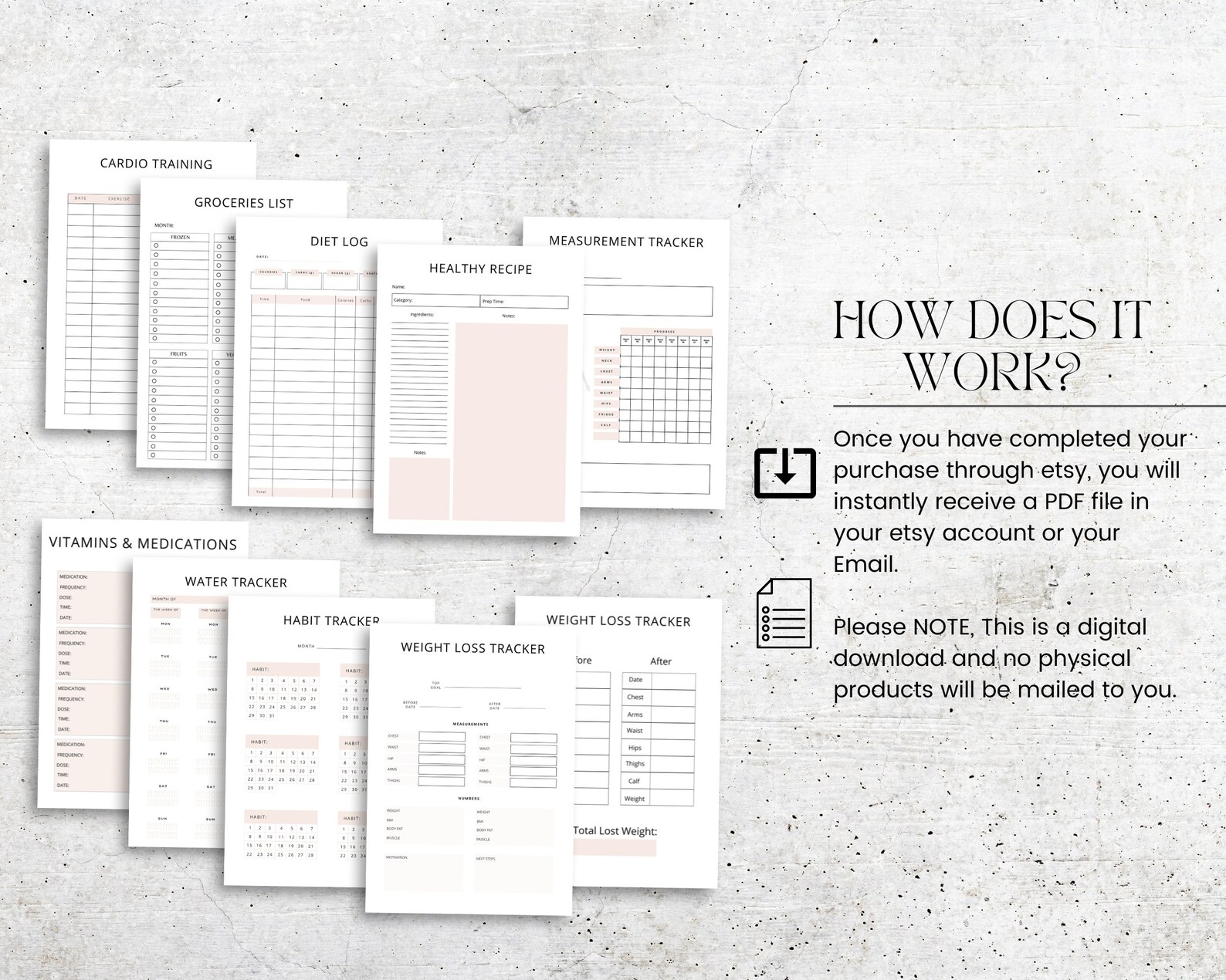 Fitness Planner Printable, Weekly Workout, Daily Tracker, Food Journal ...